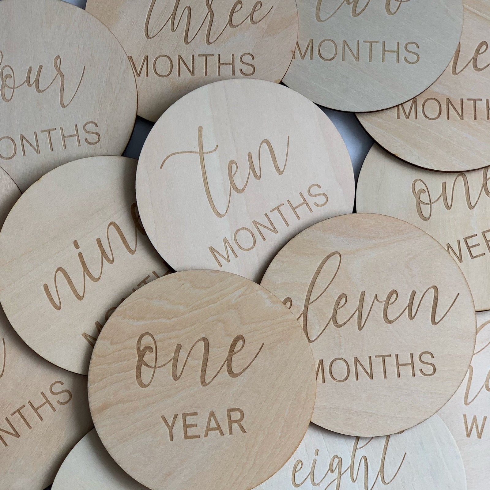 Cursive Milestone Plaque Set - Decorative Plaques at Louie Meets Lola